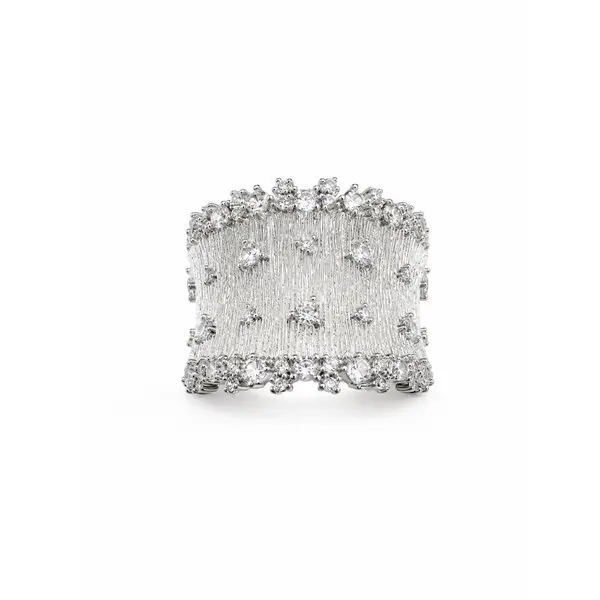 NUVV COLLECTION Adjustable Crystal Cuff Statement Ring - Silver