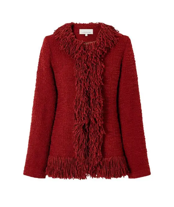 LIBEROWE Fringed Wool-blend Tweed Jacket - Red