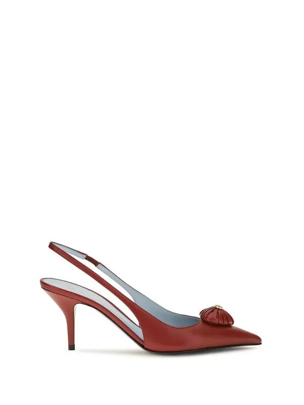 Valentino Garavani Coeur Royal Slingback Leather Pumps With Vlogo Signature - Red