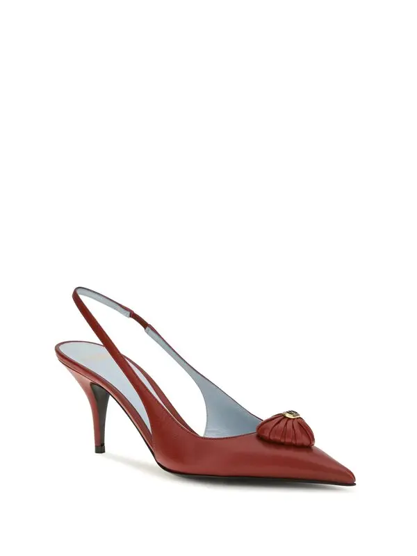 Valentino Garavani Coeur Royal Slingback Leather Pumps With Vlogo Signature - Red