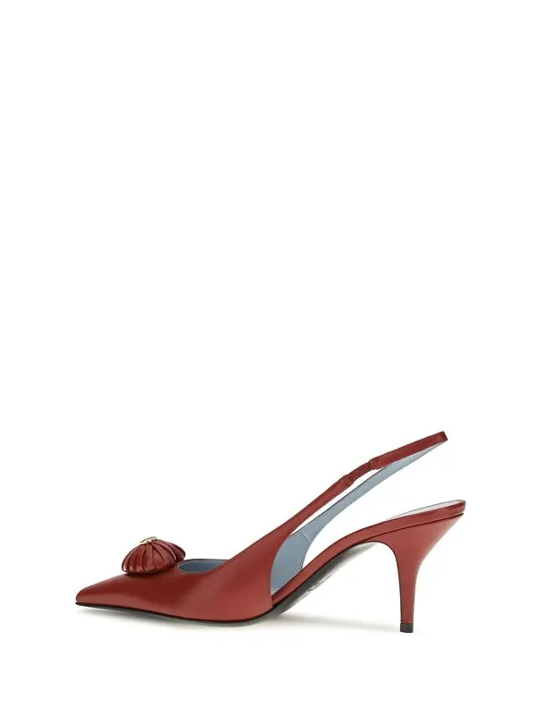 Valentino Garavani Coeur Royal Slingback Leather Pumps With Vlogo Signature - Red