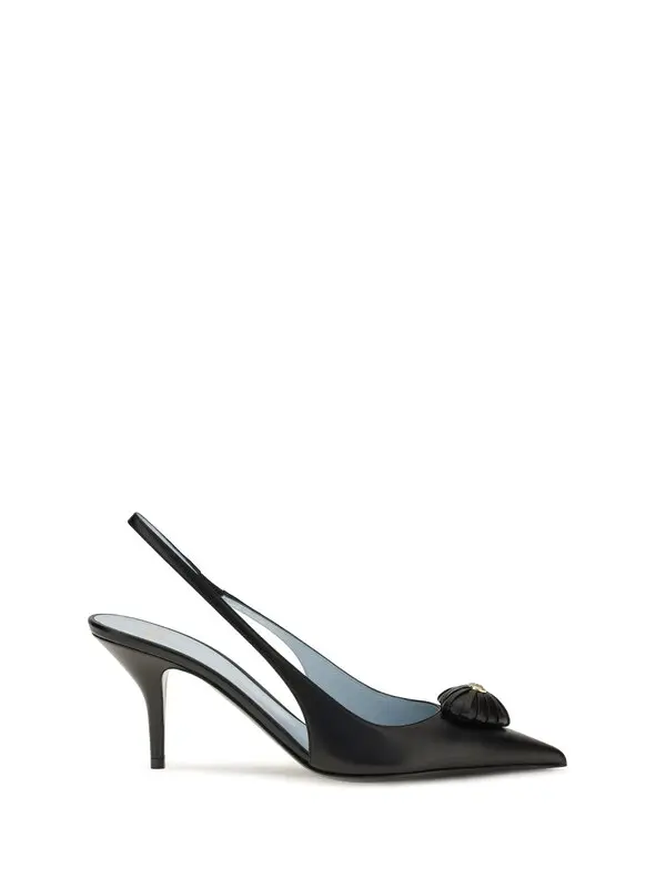 Valentino Garavani Coeur Royal Slingback Leather Pumps - Black