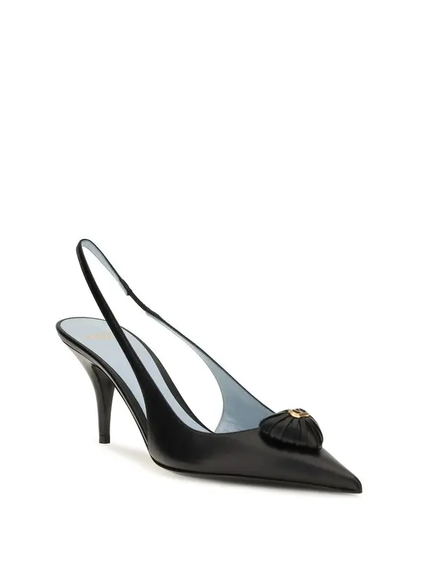 Valentino Garavani Coeur Royal Slingback Leather Pumps - Black