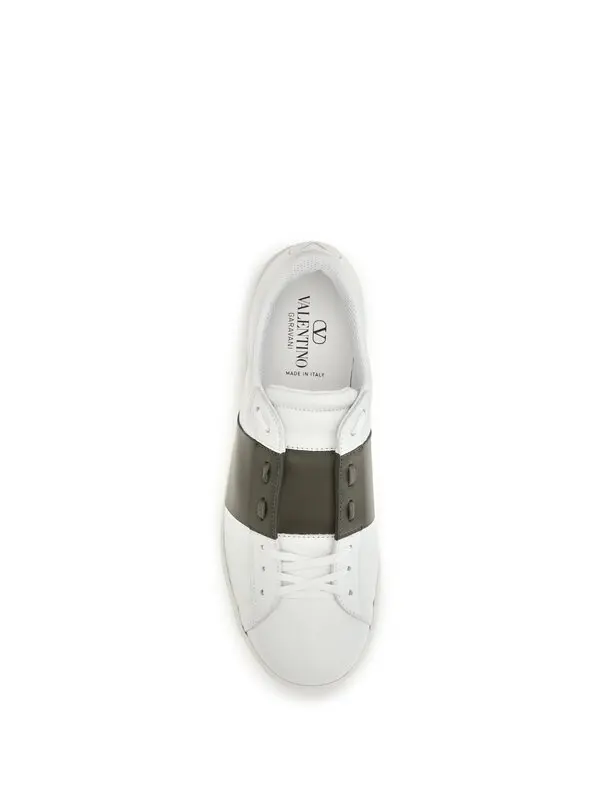 Valentino Garavani Open Sneakers With Contrasting Side Bands And Studded Heel - White