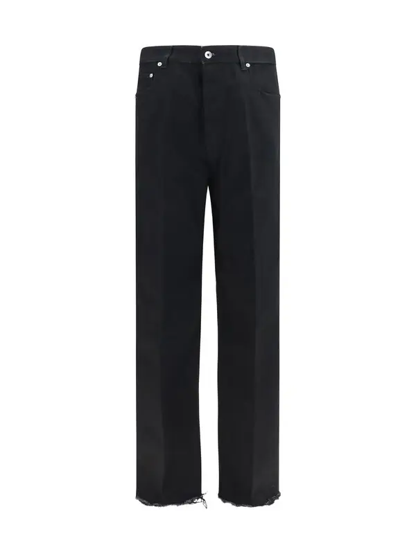 Rick Owens Frayed Hem Cotton Jeans