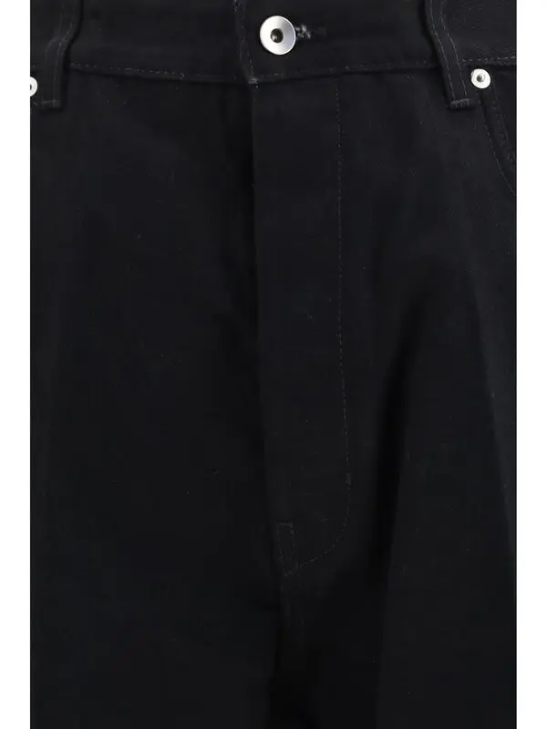 Rick Owens Frayed Hem Cotton Jeans
