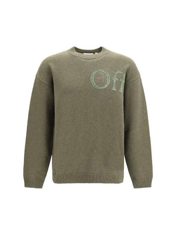 Off-White Bookish Shared Logo" Knit Crewneck - Green