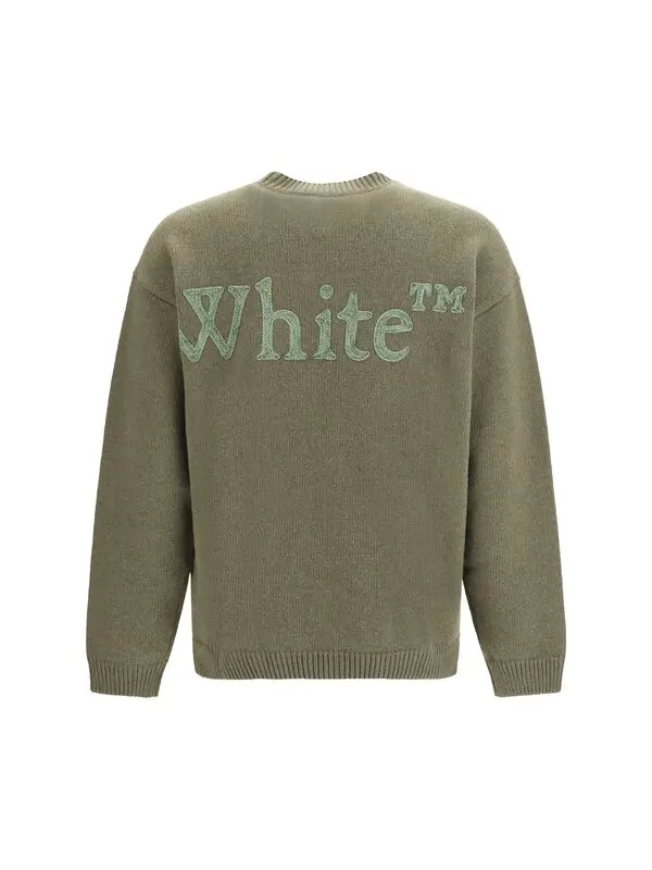 Off-White Bookish Shared Logo" Knit Crewneck - Green