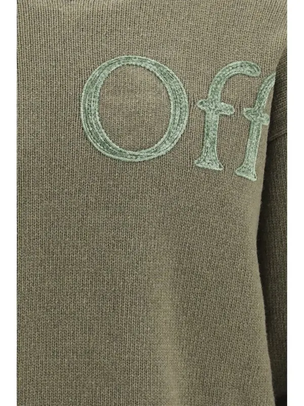 Off-White Bookish Shared Logo" Knit Crewneck - Green
