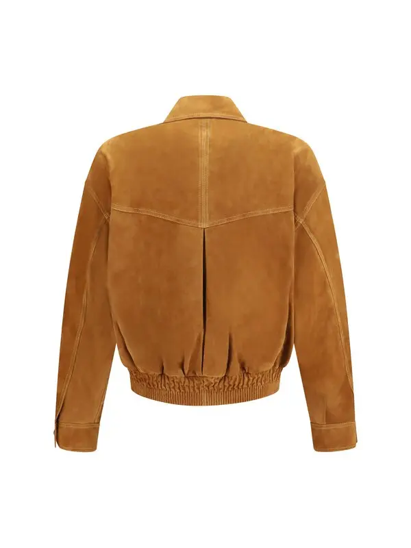 Versace Leather Button Jacket - Brown