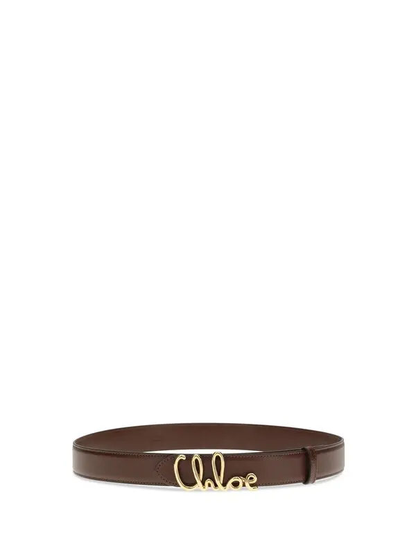Chloé Iconic Leather Belt With Engraved Logo Buckle