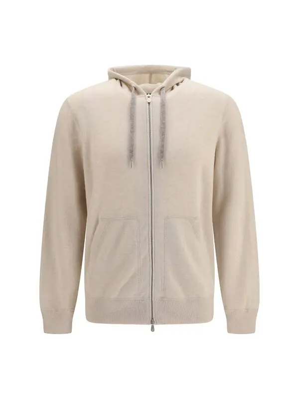 Brunello Cucinelli Cashmere Zip Up Hoodie - Cream