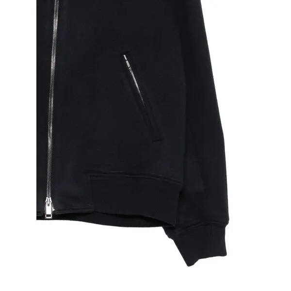 Brioni Navy Wool And Cashmere Blend Bomber Jacket With Silver-tone Hardware - Blue