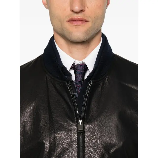 Brioni Leather Bomber Jacket