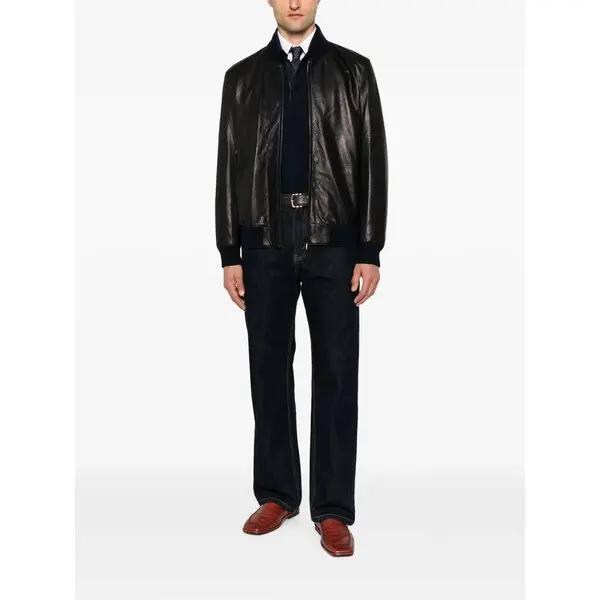 Brioni Leather Bomber Jacket