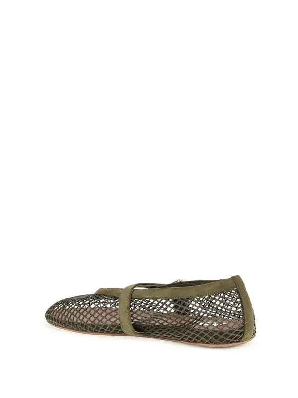 Alaïa Mesh Ballerinas With Buckled Strap - Green