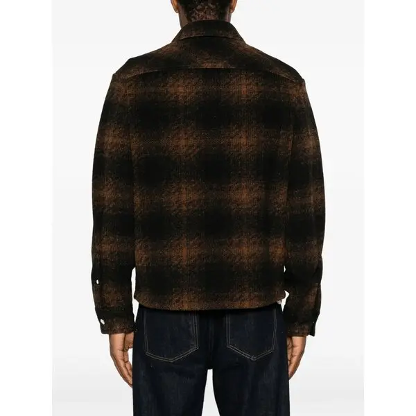Moncler Checked Wool Blend Zip-up Shirt Jacket - Brown