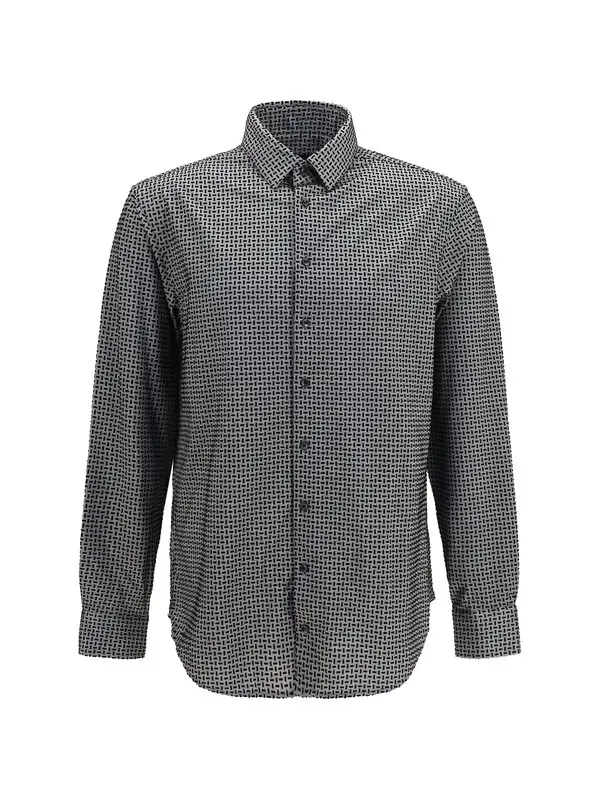 Giorgio Armani Cotton Shirt With Geometric Flock Print