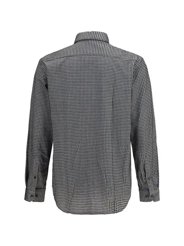 Giorgio Armani Cotton Shirt With Geometric Flock Print