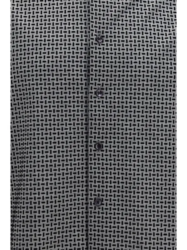 Giorgio Armani Cotton Shirt With Geometric Flock Print