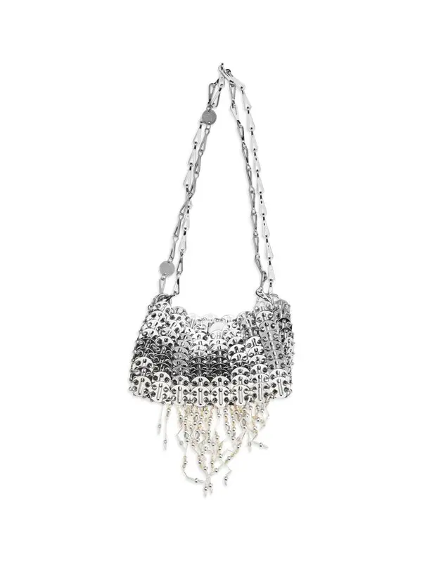 Rabanne Nano 1969 Pearl Fringe Shoulder Bag - Silver