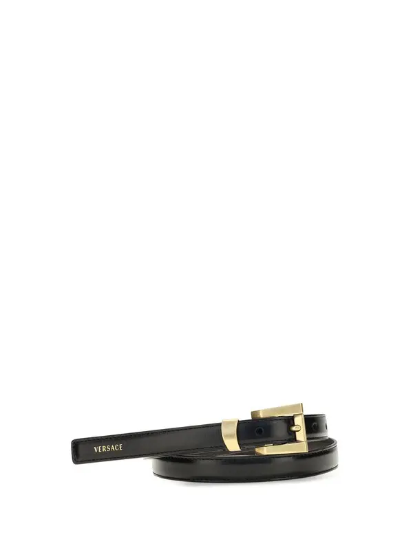 Versace Glossy Leather Logo Print Belt