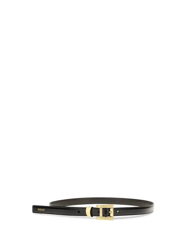Versace Glossy Leather Logo Print Belt
