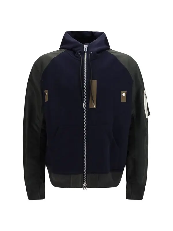 Sacai Cotton Blend And Twill Hoodie - Multicolor