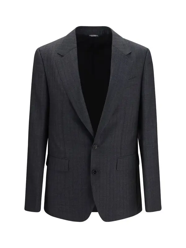Dolce & Gabbana Virgin Wool Single-breasted Blazer - Gray