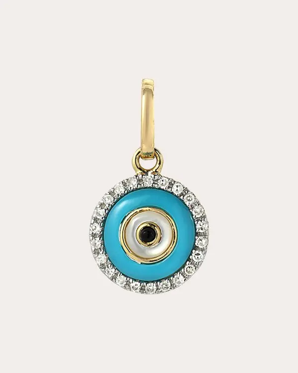 ZOE LEV Diamond & Turquoise Evil Eye Pendant - Gold