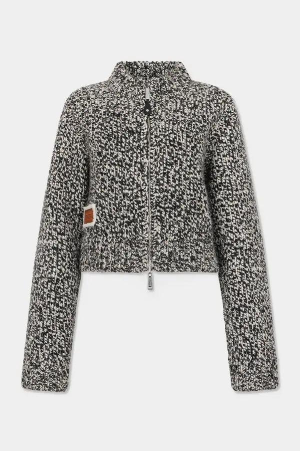 Dsquared2 Reversible Two-tone Mouliné Zipped Knit Cardigan