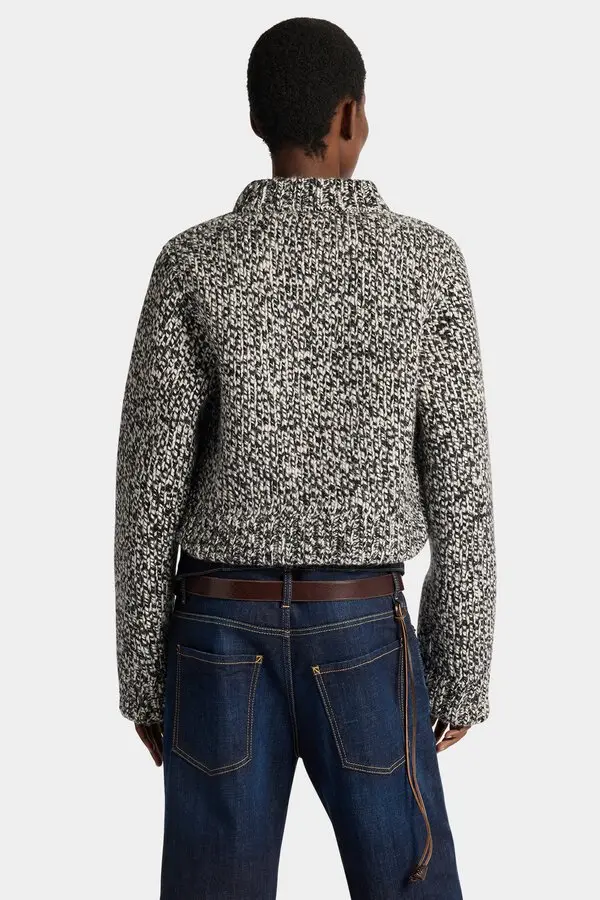 Dsquared2 Reversible Two-tone Mouliné Zipped Knit Cardigan