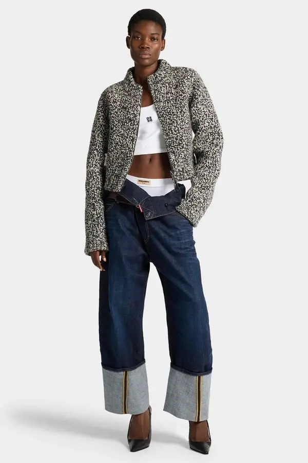 Dsquared2 Reversible Two-tone Mouliné Zipped Knit Cardigan