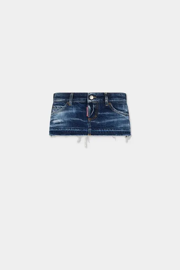 Dsquared2 Medium Ripped Denim Mini Skirt