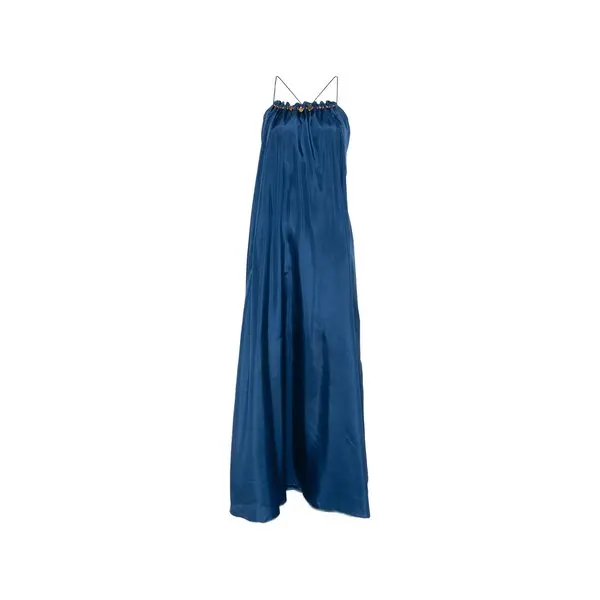 Zimmermann Satin Beaded Neckline Evening Dress - Blue