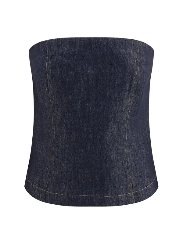 Brunello Cucinelli Denim Effect Twill Bandeau Top
