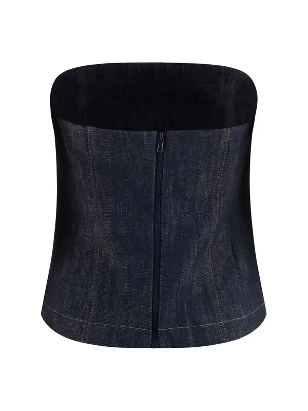 Brunello Cucinelli Denim Effect Twill Bandeau Top