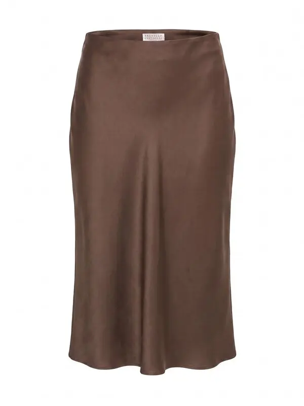 Brunello Cucinelli Satin Cady Fluid Pencil Skirt