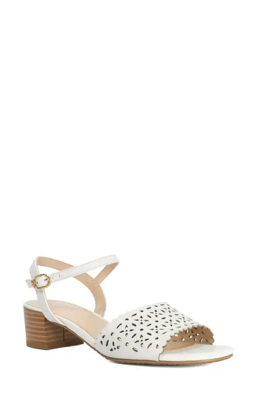 Dune London Josephina Leather Block Heel Sandals - White