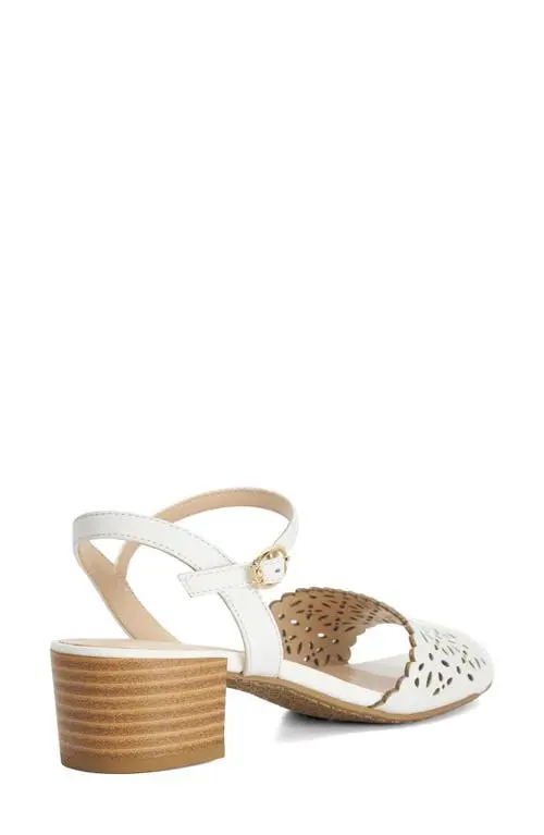 Dune London Josephina Leather Block Heel Sandals - White