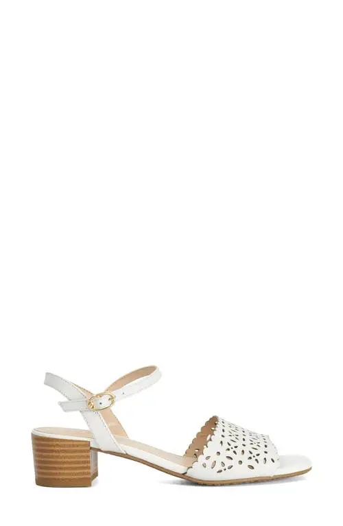 Dune London Josephina Leather Block Heel Sandals - White