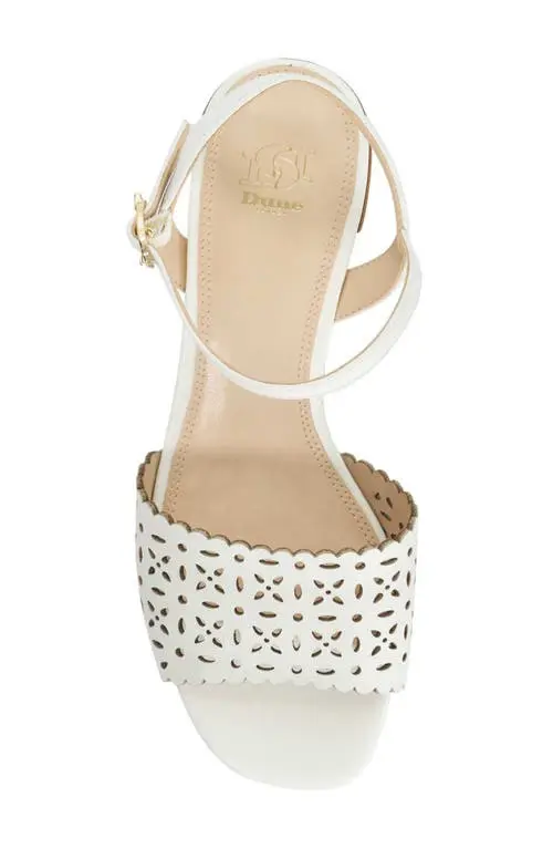 Dune London Josephina Leather Block Heel Sandals - White
