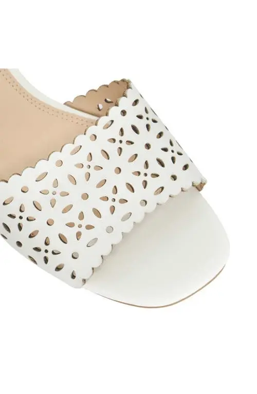 Dune London Josephina Leather Block Heel Sandals - White