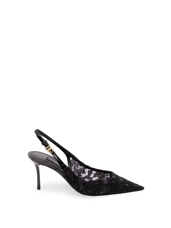 Dolce & Gabbana Black Lace Slingback High Heel Pumps