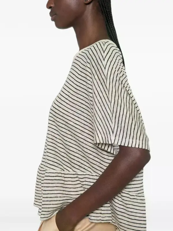 I BLUES Striped Peplum T-shirt