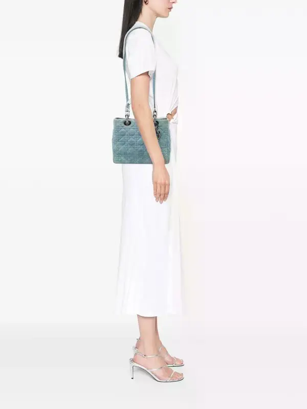 Dior Medium Denim Cannage Lady Satchel