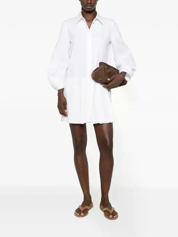 I BLUES Pleated Long-sleeve Mini Dress