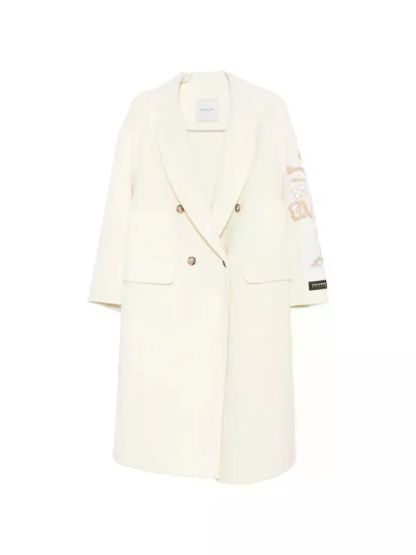 ERMANNO FIRENZE Double-breasted Floral Embroidered Coat