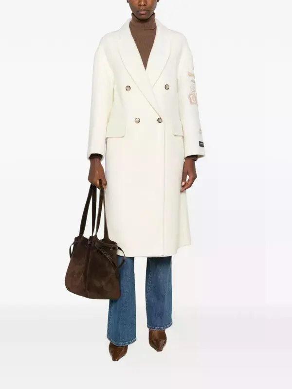 ERMANNO FIRENZE Double-breasted Floral Embroidered Coat