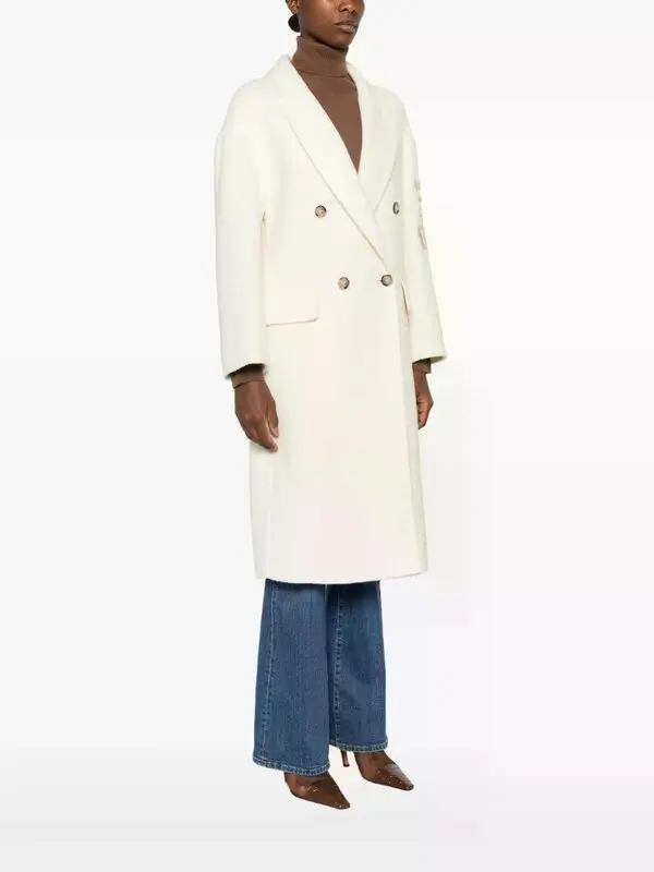 ERMANNO FIRENZE Double-breasted Floral Embroidered Coat